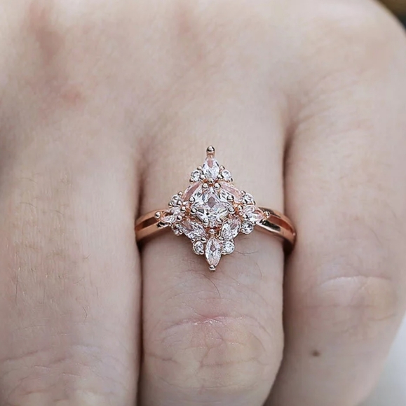 Jewelry | Rose Gold Diamond Princess Cocktail Ring | Poshmark